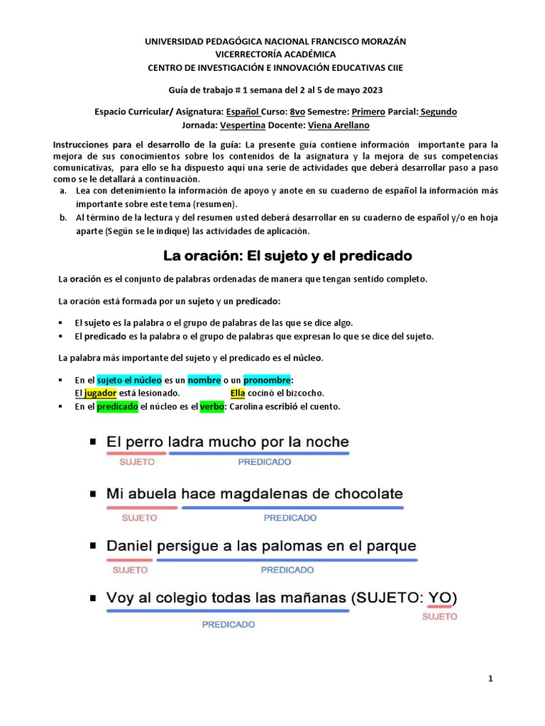 Ejercicios de Sujeto y Predicado | PDF | Predicado (Gramática) | Asunto ...