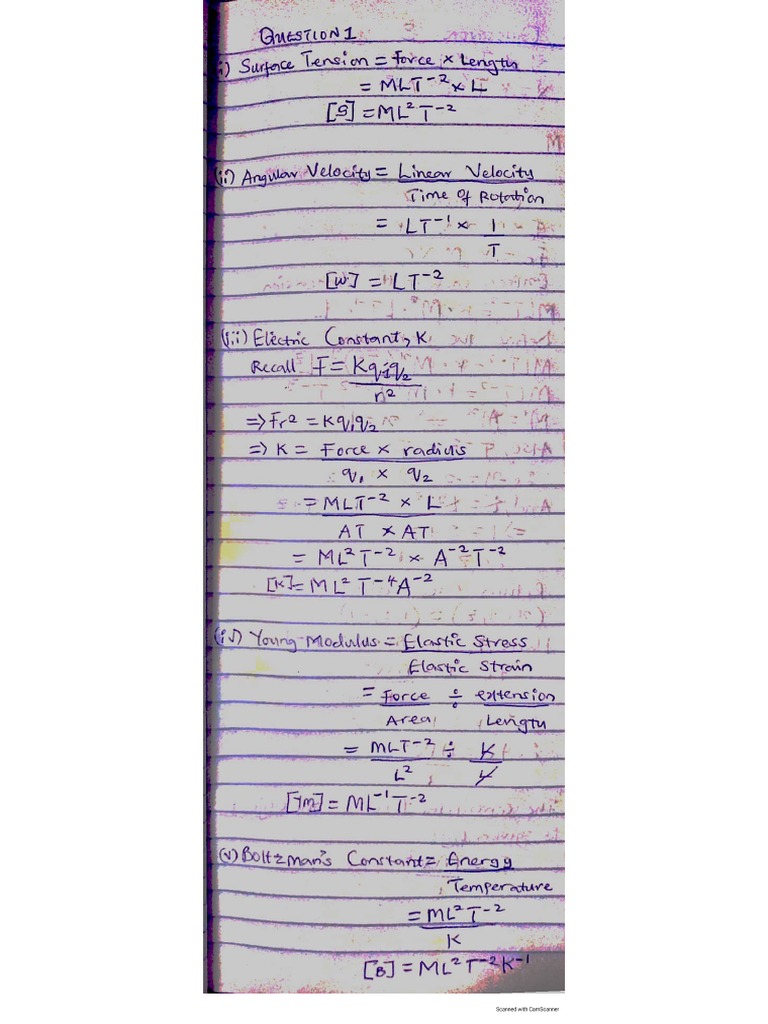 Solutions - PHY 101 Assignment | PDF