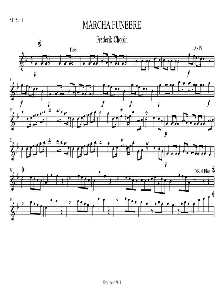 MARCHA FUNEBRE-CHOPINx - Alto Sax 1 | PDF | Paléographie | Orthographie