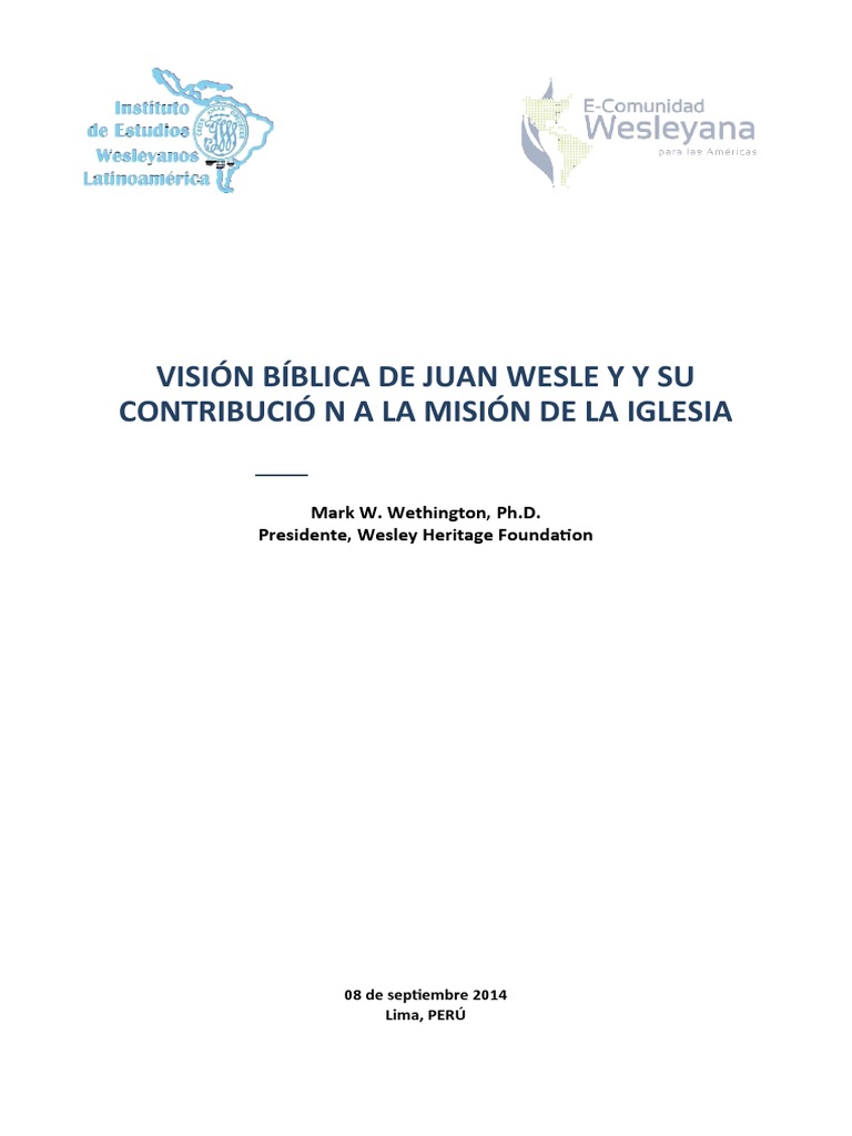 Visión Bíblica de Juan Wesley - Mark W. Wethington | PDF | Biblia | Dios