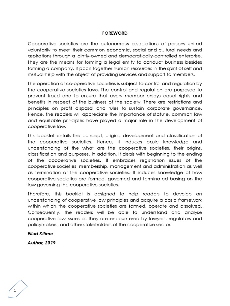Understanding Cooperative Societies Law Students Handbook | PDF