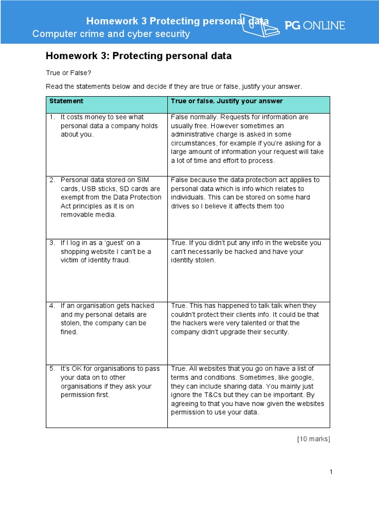 Computer Crime Homework 3 Protecting Personal Data | PDF | Security ...