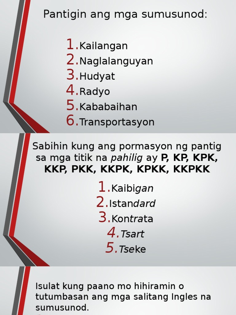 Palabaybayang Filipino 1 | PDF