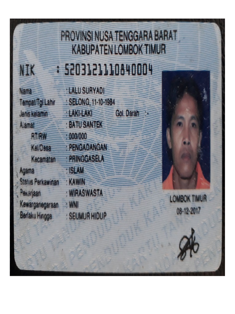 Data KTP Bpk. Lalu Suryadi | PDF