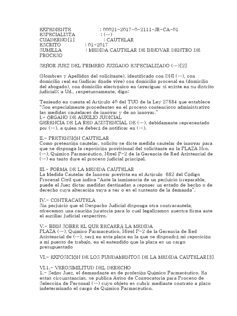 Modelo Medida Cautelar | PDF