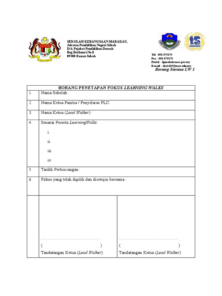 Borang Learning Walks | PDF