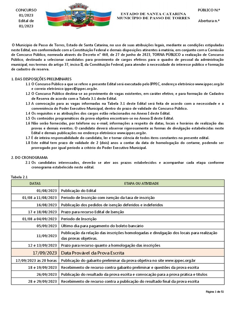 Edital Concurso Publico 001 2023 | PDF Edital Concurso Publico 001 2023 | PDF