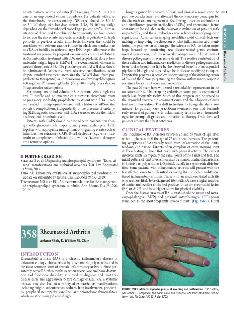 Rheumatoid Arthritis Clinical Features Pdf
