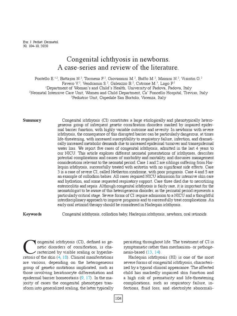 Congenital Ichthyosis in Newborns 2020 | PDF | Neonatal Intensive Care ...