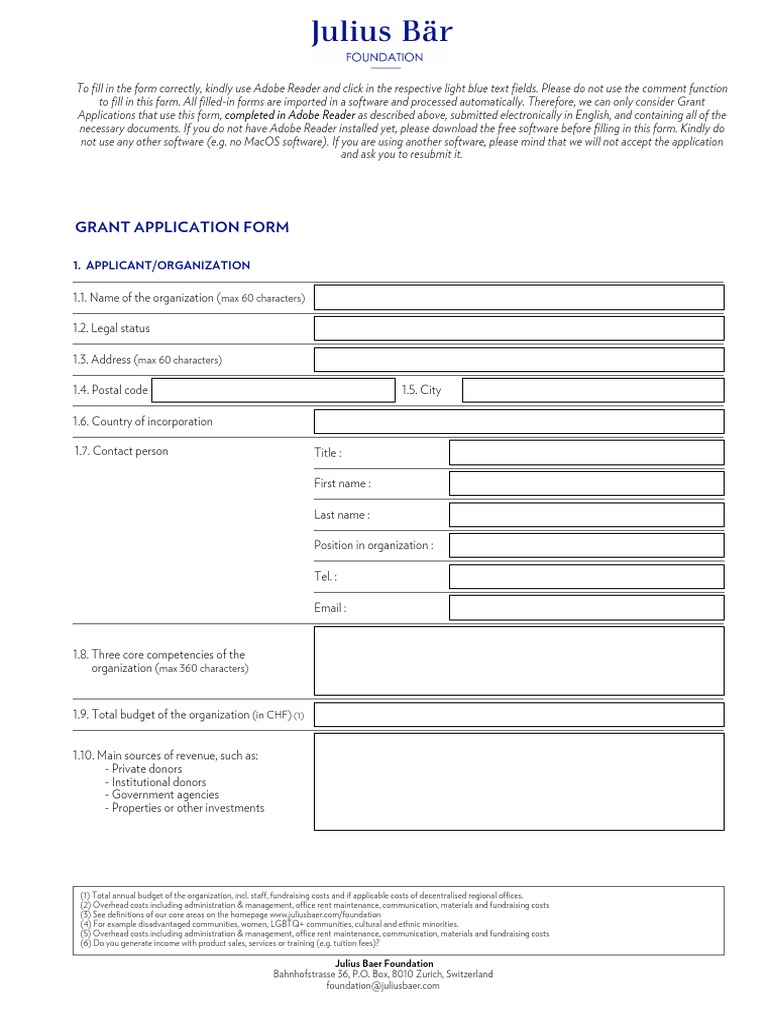 JBF Grant Application Form | PDF