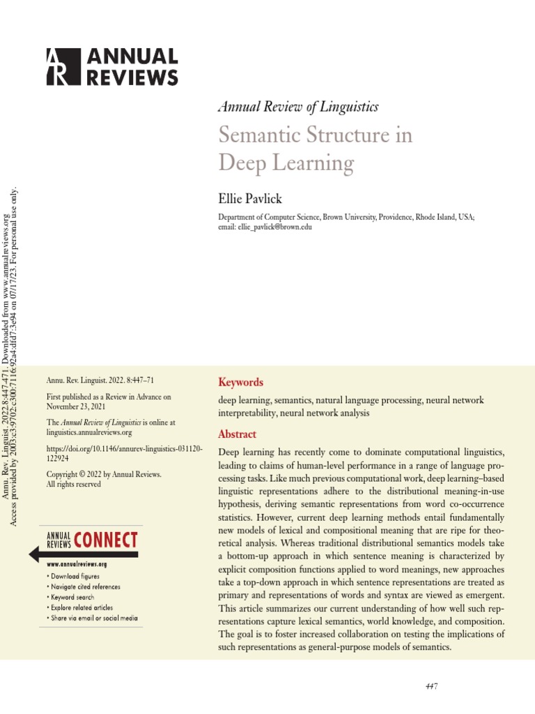 NLP - WK13 - Semantic Structure in Deep Learning | PDF