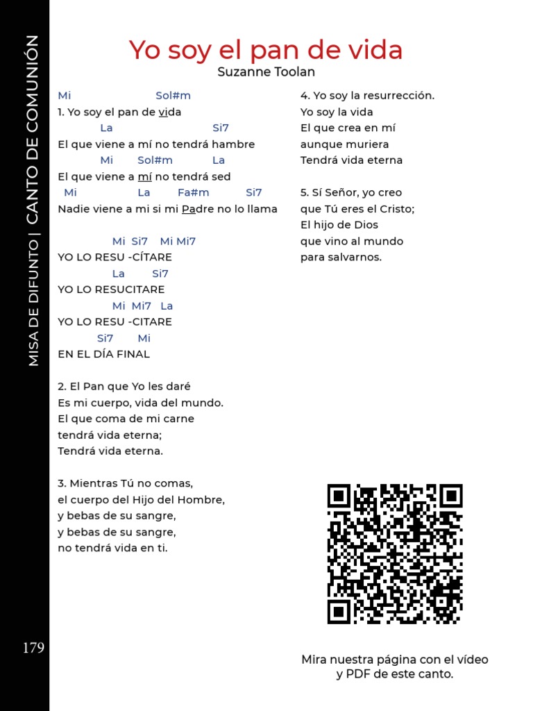 Letra y acordes: Yo soy el pan de vida | PDF