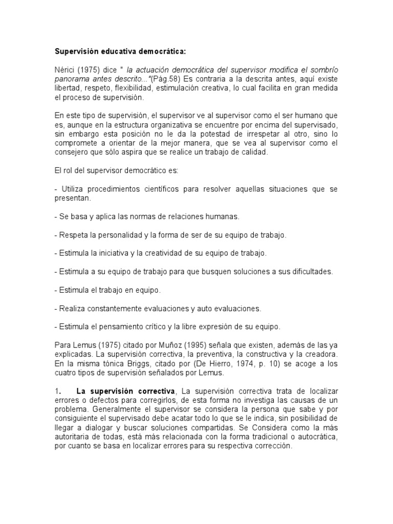 Supervisión Educativa Democrática | PDF | Enseñando | Cognición