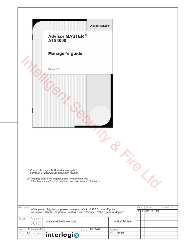 Advisor Master Ats4000 | PDF | Security Alarm | Personal Identification Number