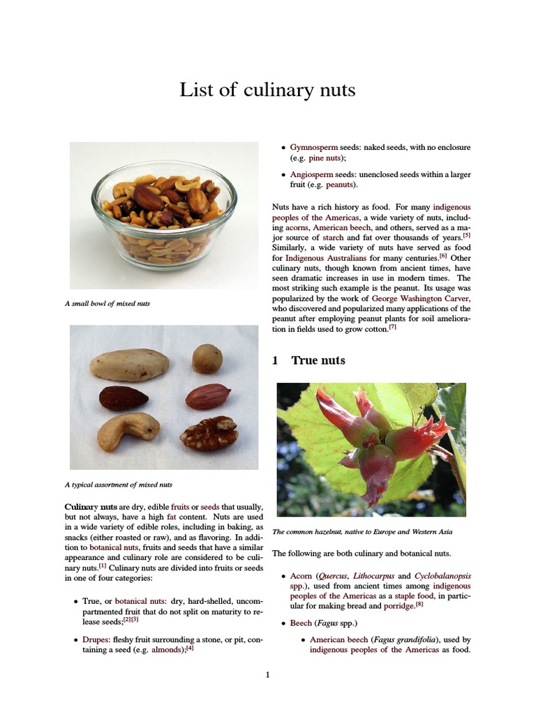 Culinary Nuts: Types and Uses | PDF