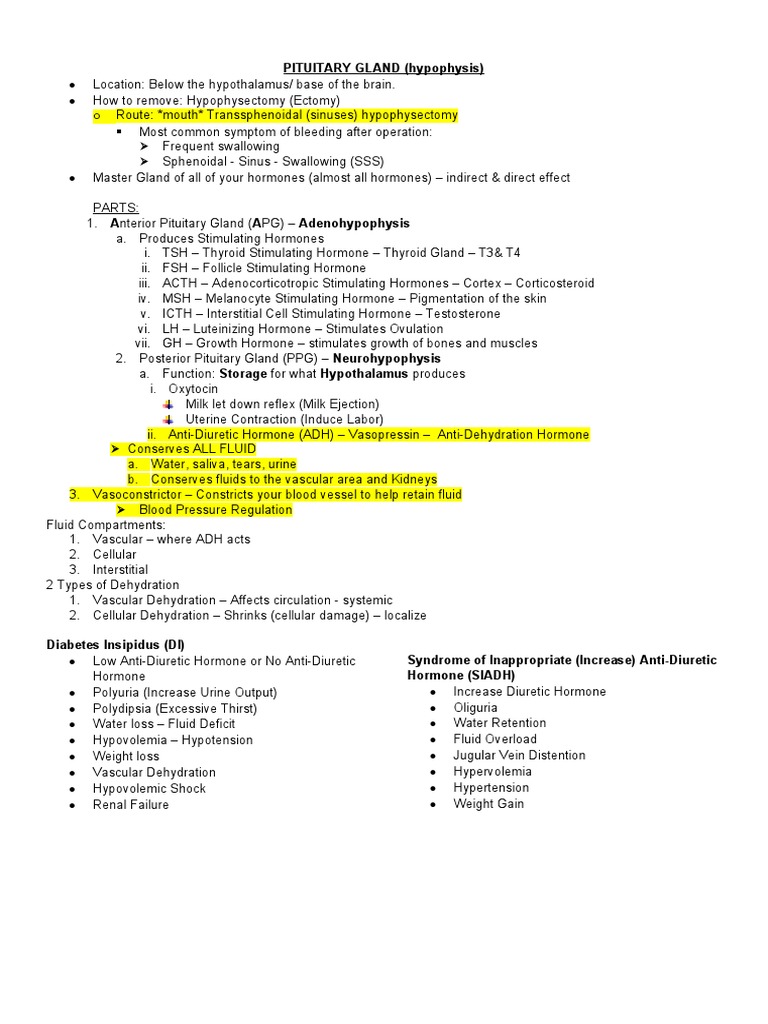 DI-vs-SIADH Board Exam Notes | PDF