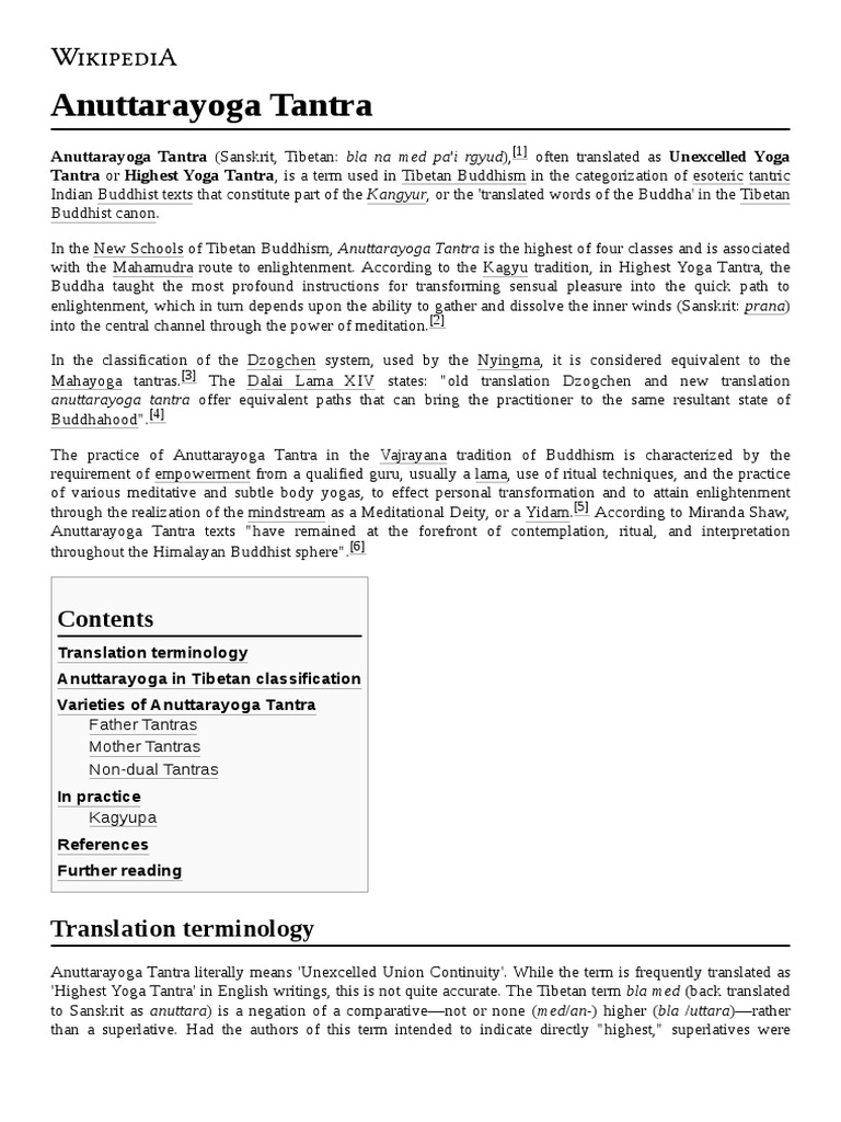 Anuttarayoga Tantra | PDF | Religion & Spirituality