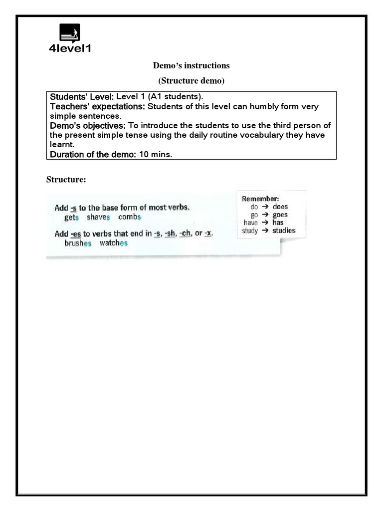 Demo's Instructions (Structure) | PDF | Language Arts & Discipline ...