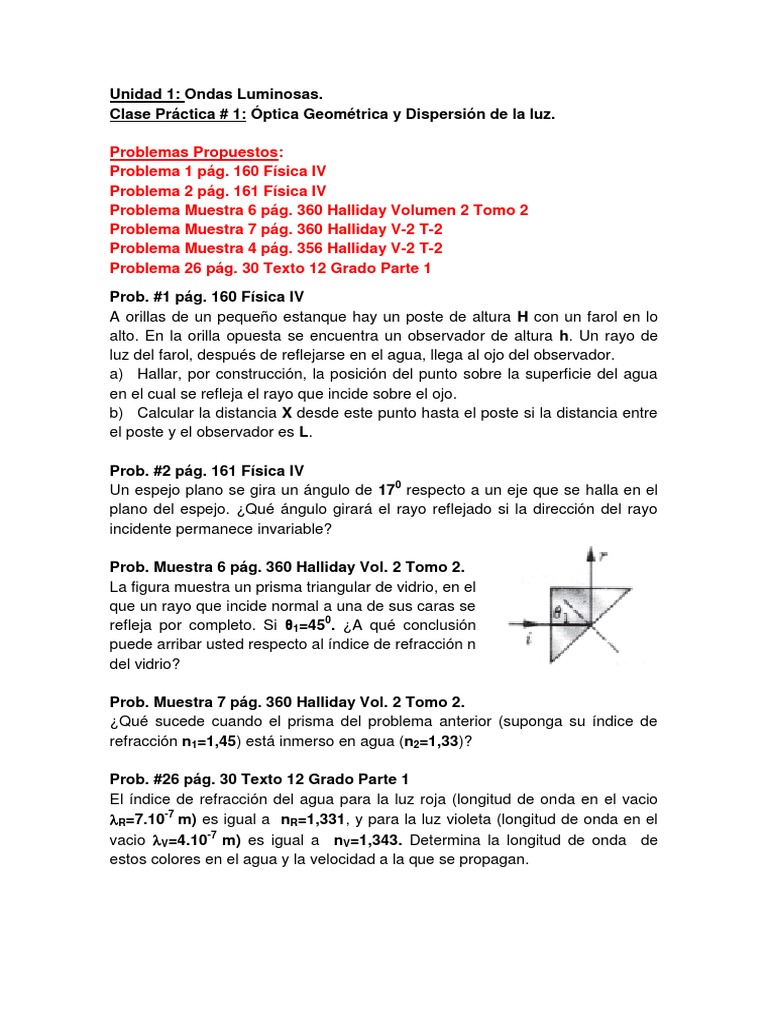 Problemas de Óptica Geométrica y Dispersión | PDF | Arte | Ciencia y ...