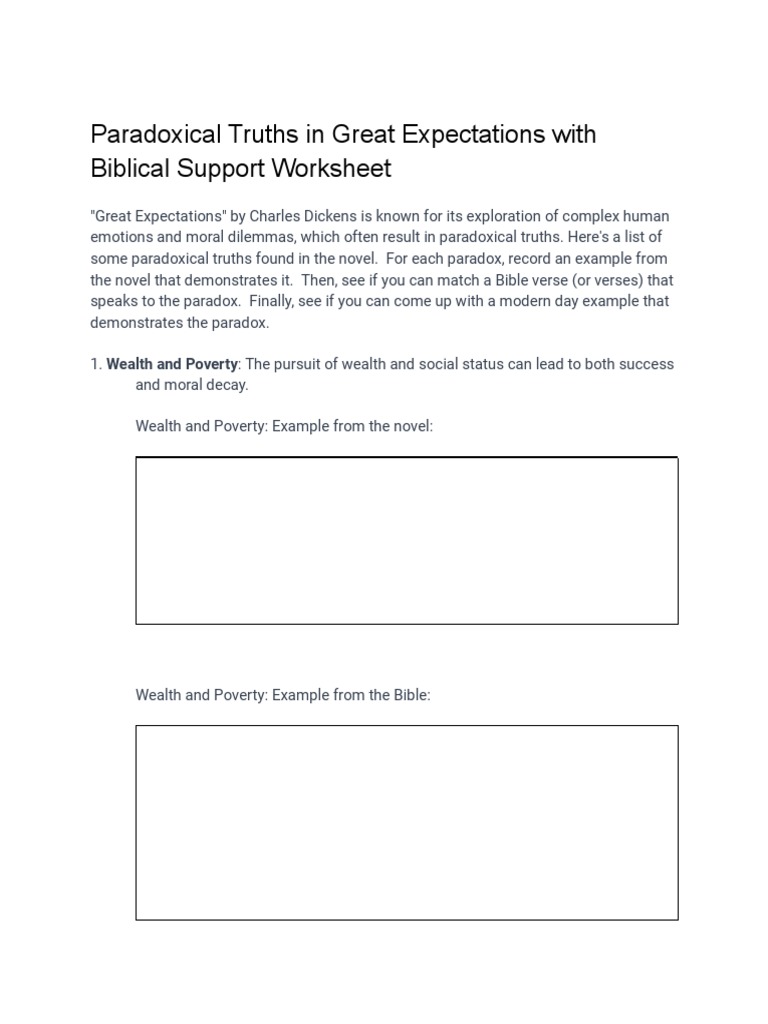Paradoxical Truths in Great Expectations With Biblical Support ...