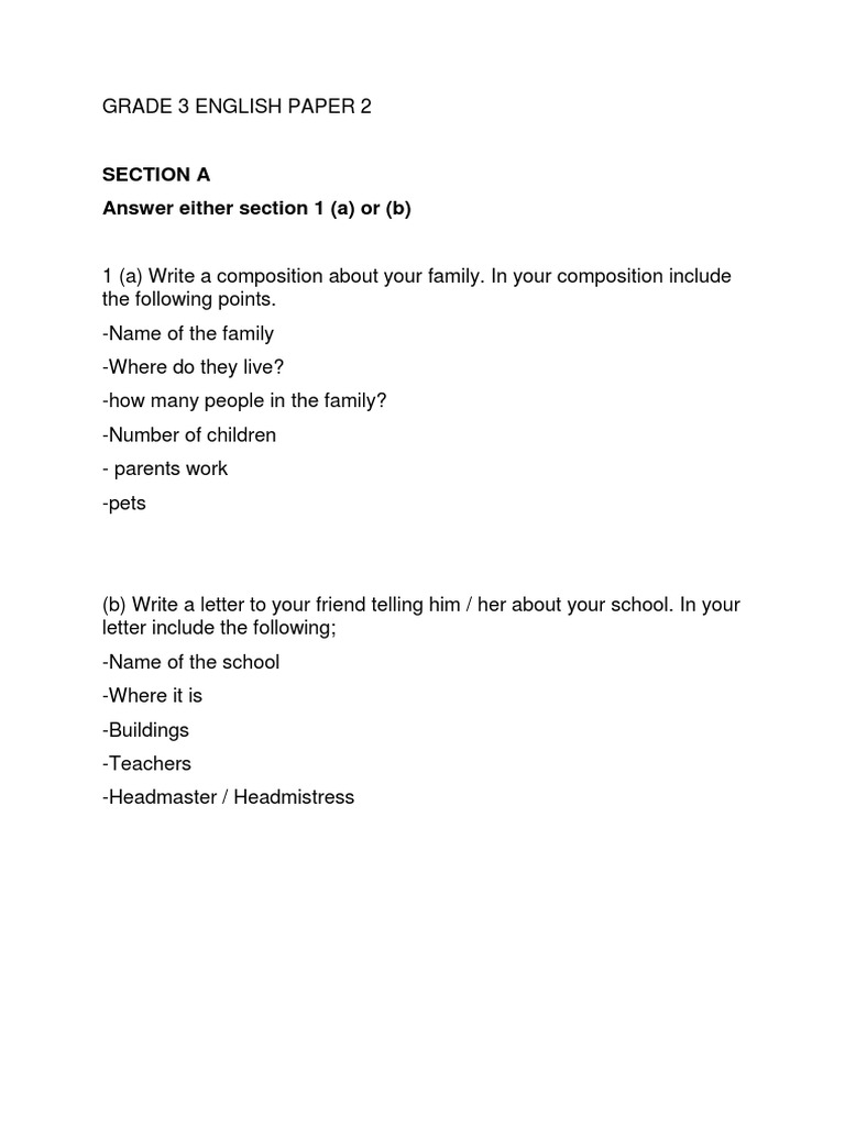 English Paper Two | PDF