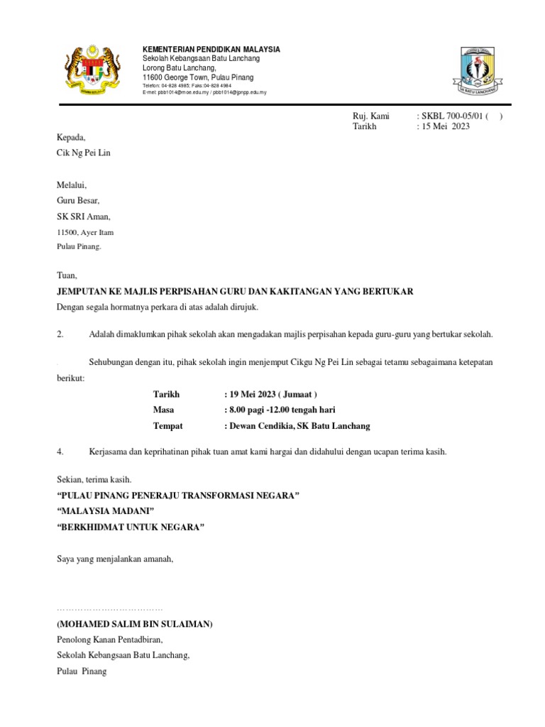 Surat Jemputan Rasmi | PDF