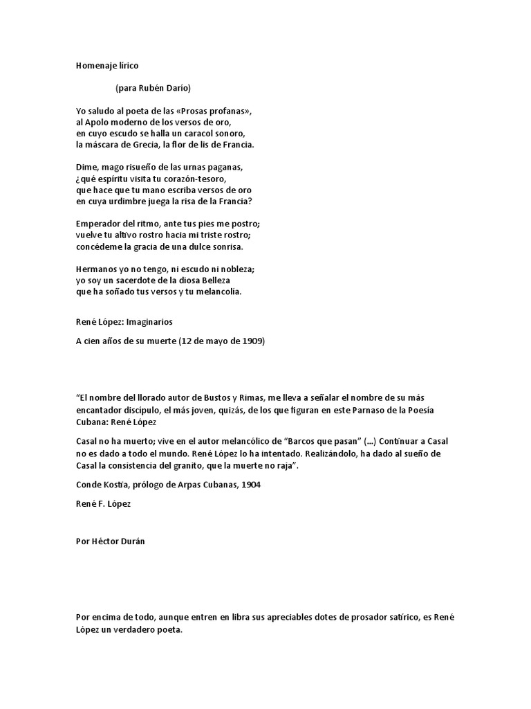 Homenaje a René López, poeta cubano | PDF