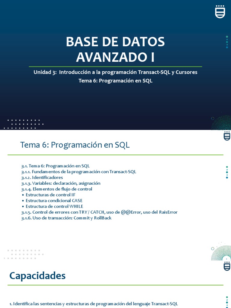 Programación Transact-SQL: Fundamentos y Control | PDF