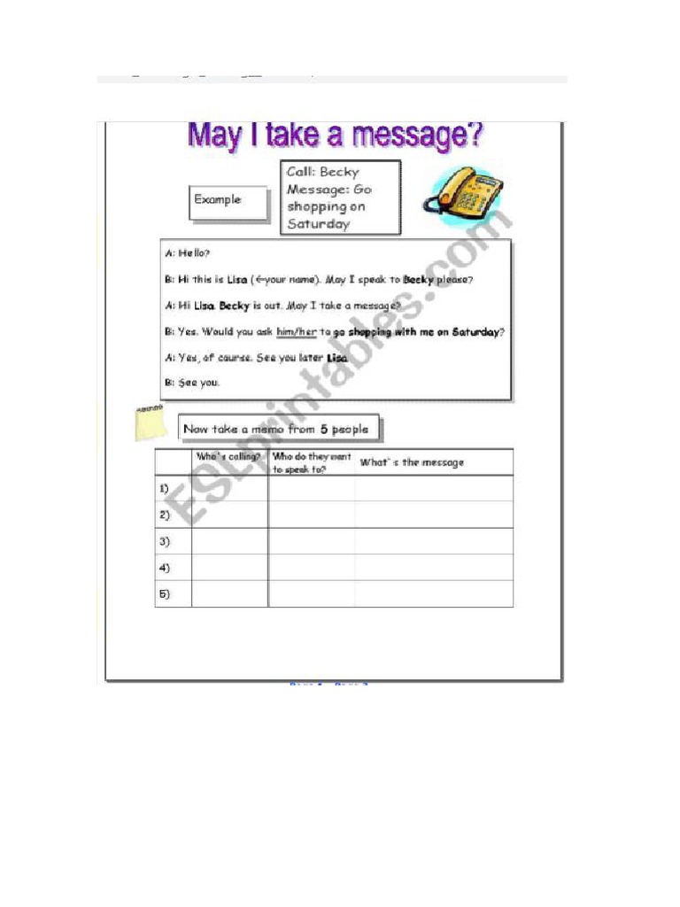 TAKE A MESSAGE | PDF