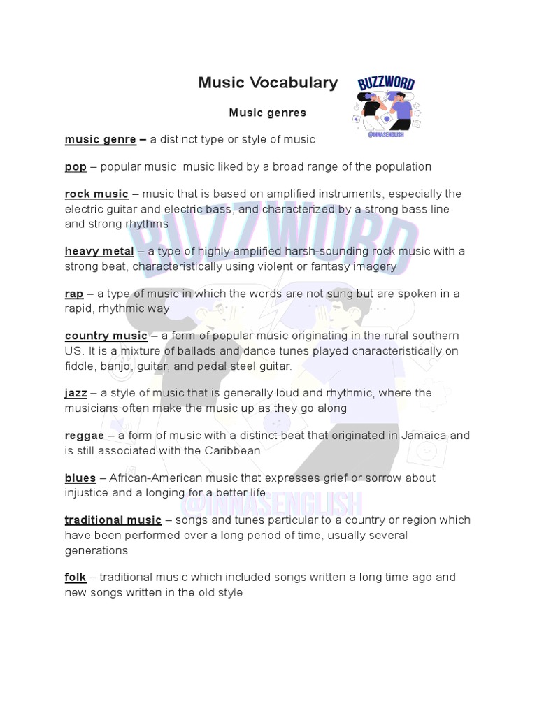 Music Vocabulary | PDF | Concert | Songs