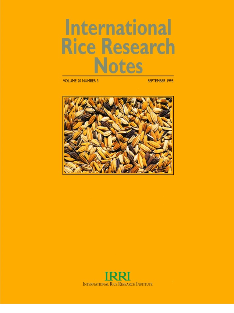 International Rice Research Notes Vol.20 No.3 | PDF | Rice | Plant Breeding
