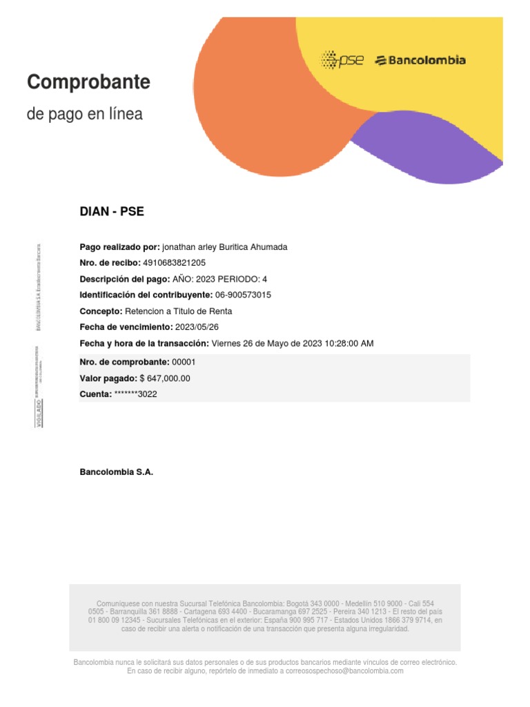 Comprobante de Pago en Linea | PDF