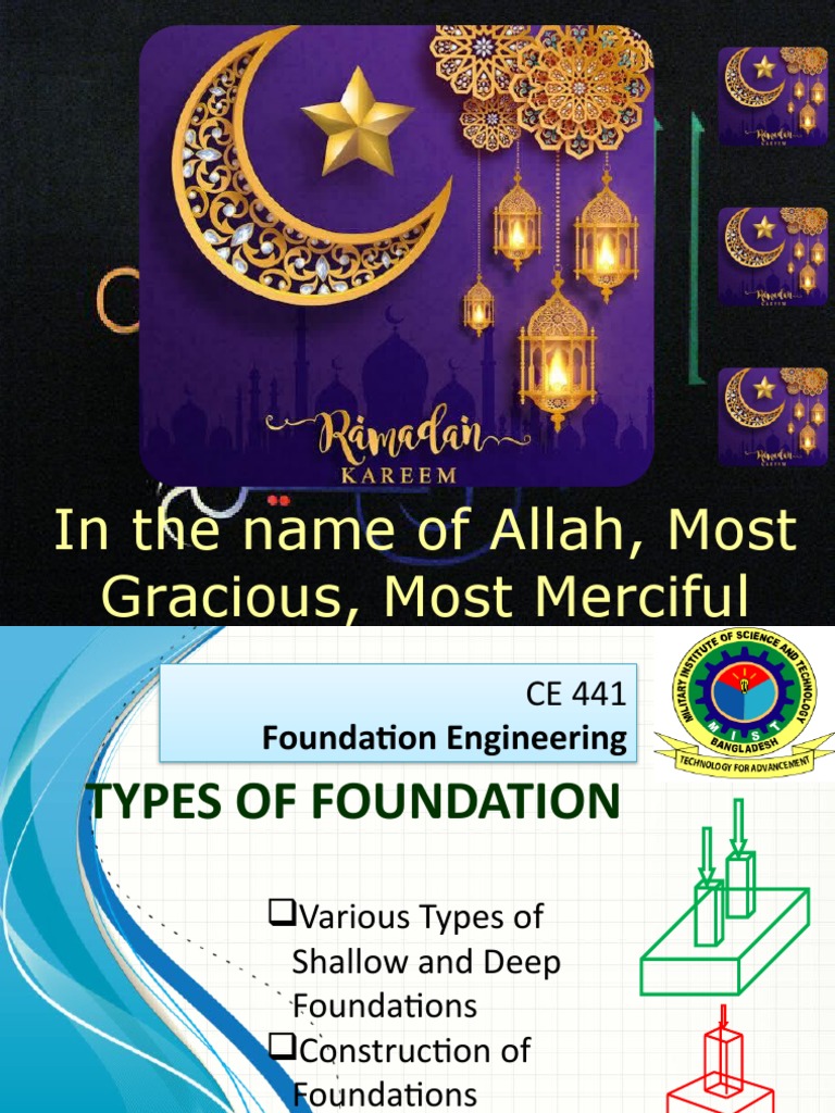 CE 441 - Lec01 - CE22 - Yr2023 Types of Foundation | PDF | Deep Foundation | Foundation ...