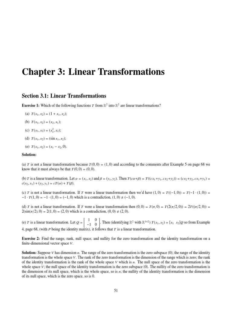 Linear Transformations and Identity Matrix | PDF | Linear Subspace | Linear Map