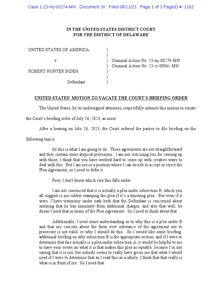 DOJ Motion To Vacate Briefing Order | PDF