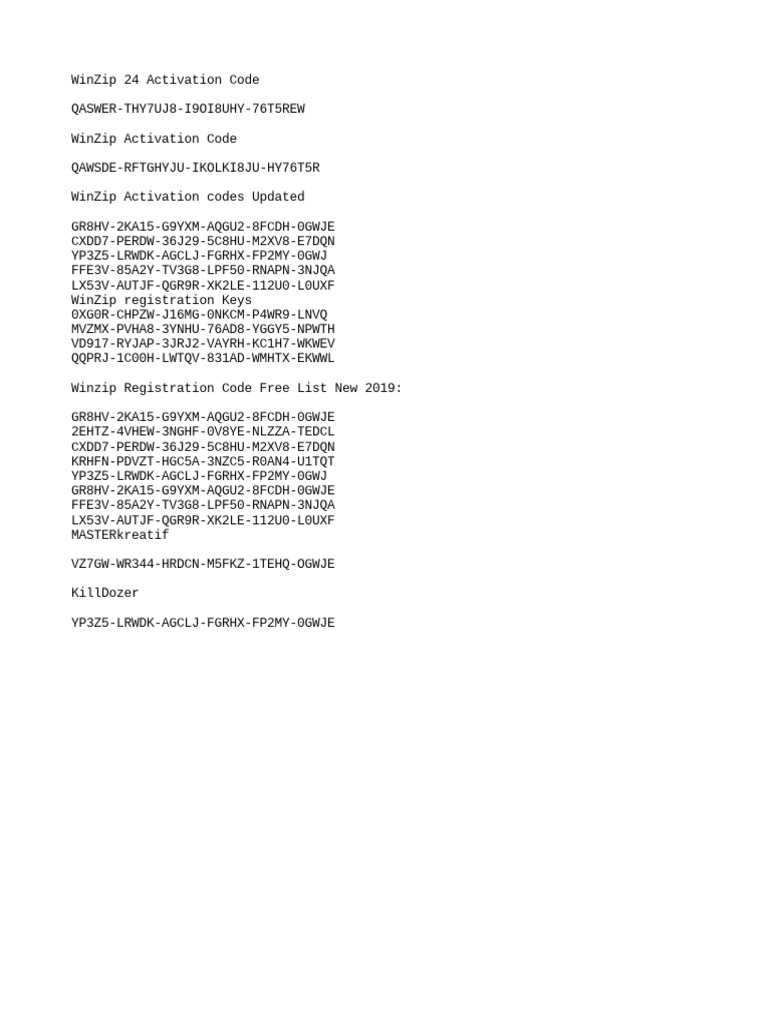 Winzip Activation Code Free | PDF