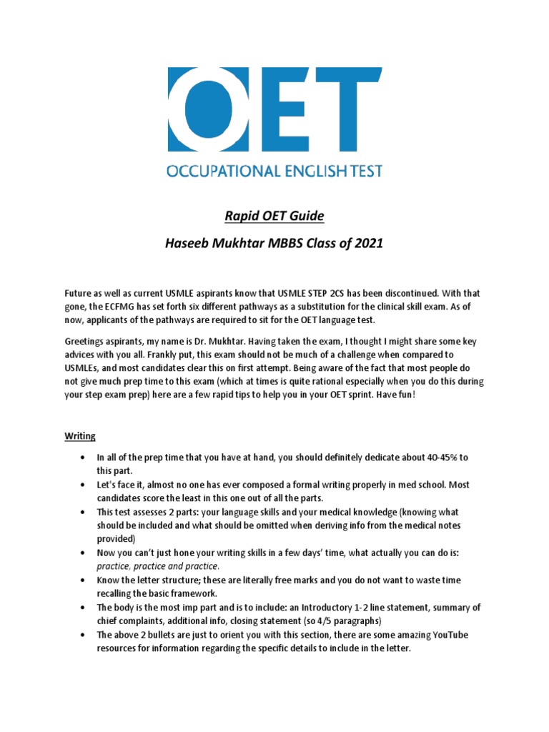 OET Guide | PDF