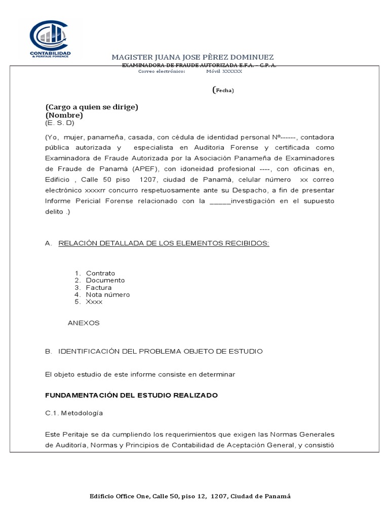 Plantilla de Peritaje | PDF