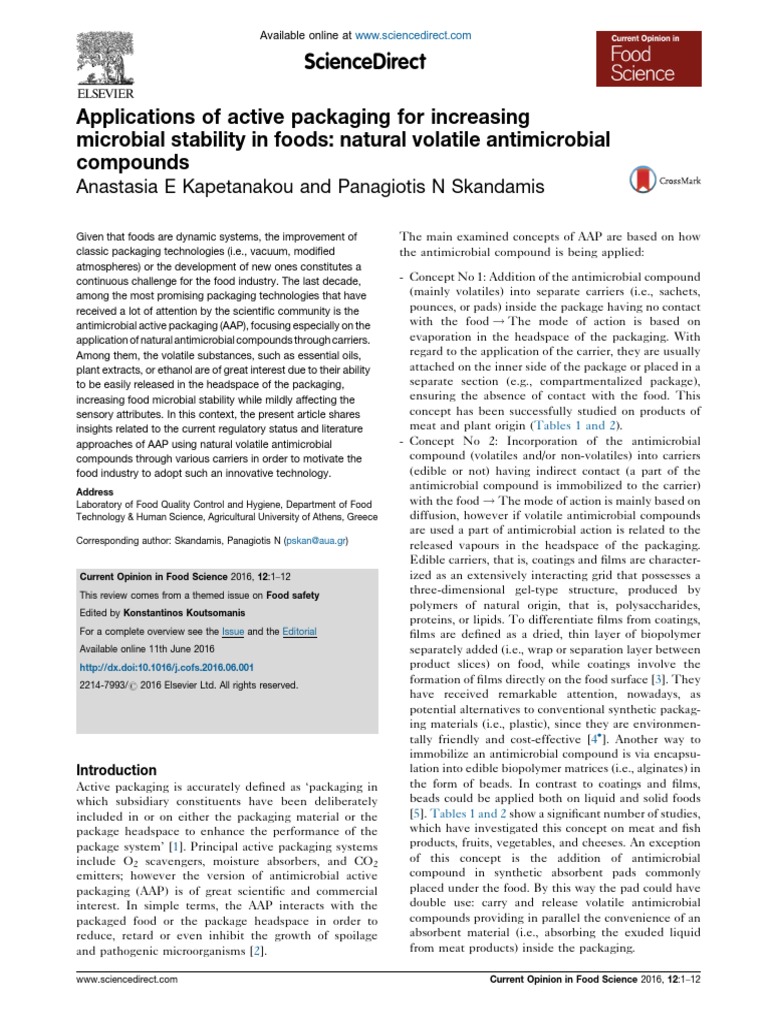 Applications of Active Packaging For Increasing | PDF