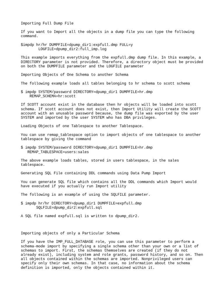 15 - DATA PUMP IMPORT Utility | PDF