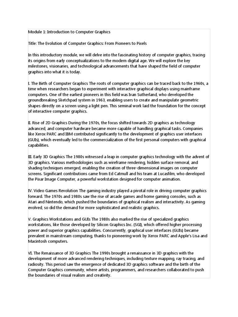 History of Computer Graphics | PDF | Augmented Reality | Computer Graphics