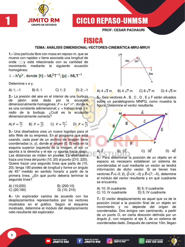Fisica - Ciclo Repaso - Area A.B.C - 1 - An - Lisis Dimensional-Vectores-Cinem - Tica-Mru-Mruv ...