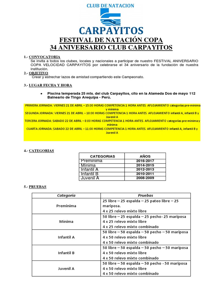 Copa 34 Aniversario Carpayitos | PDF