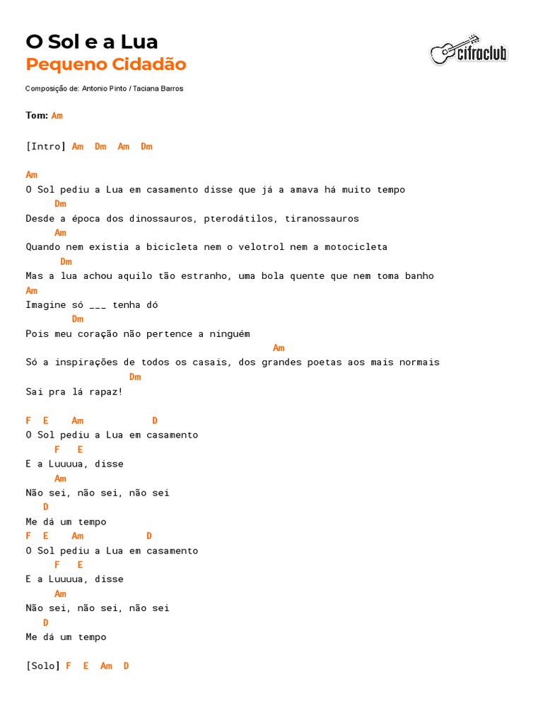 Cifra Club - Pequeno Cidadão - O Sol e A Lua | PDF