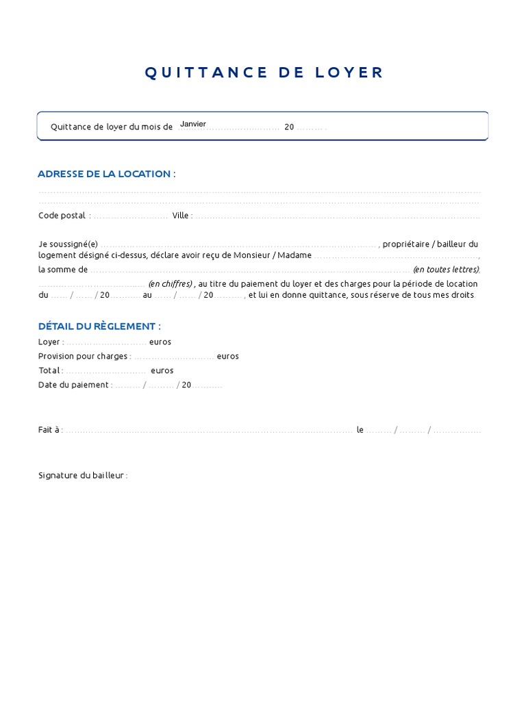 Quittance de Loyer | PDF Quittance de Loyer | PDF