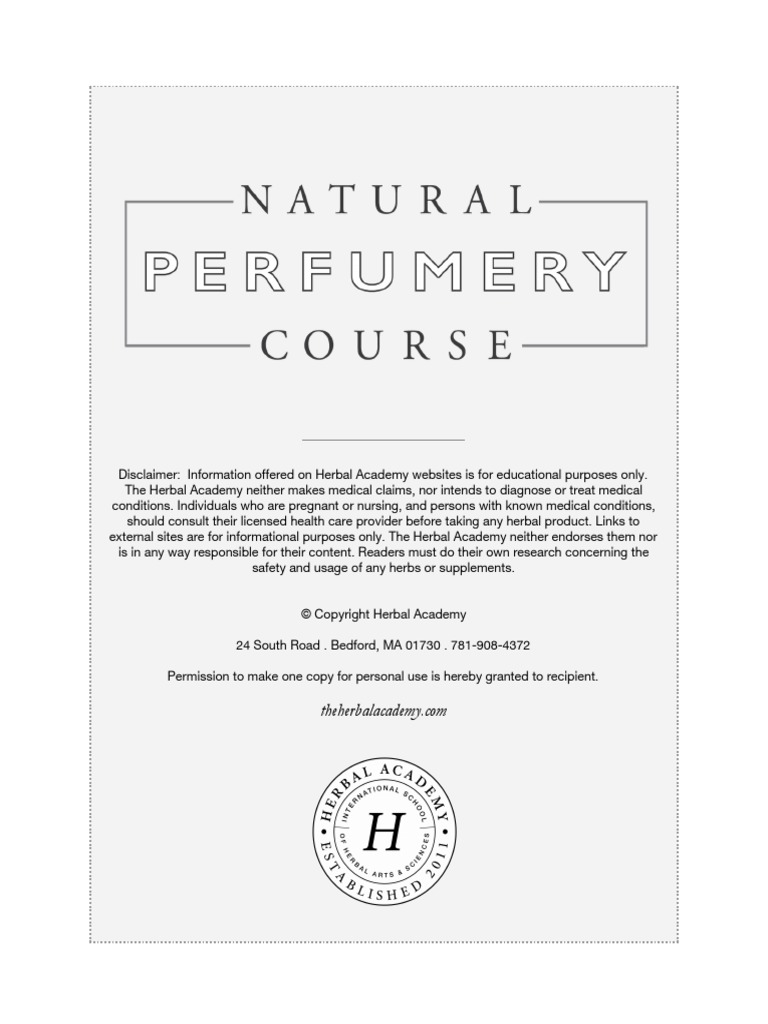 Natural Perfumery Course | Download Free PDF | Perfume | Odor