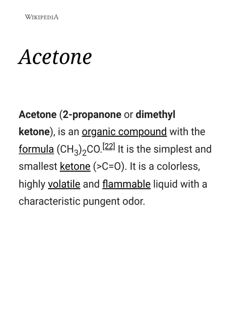 Acetone - Wikipedia | PDF