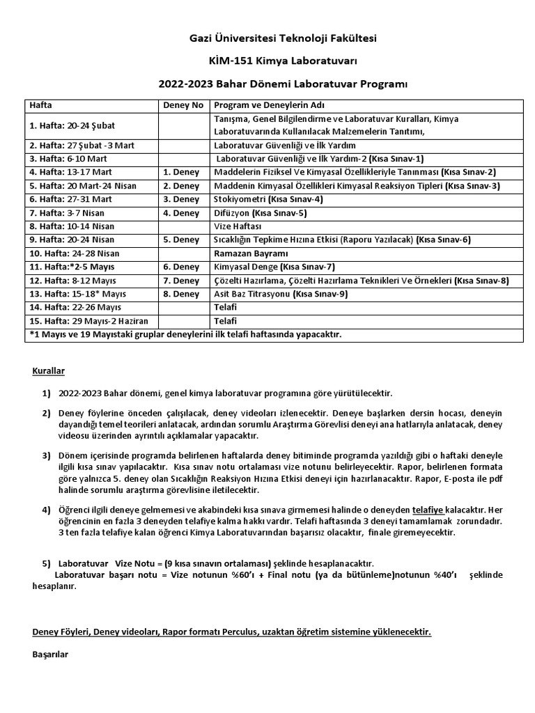 2022-2023 Bahar Teknoloji GKL Program Ve Kurallar | PDF