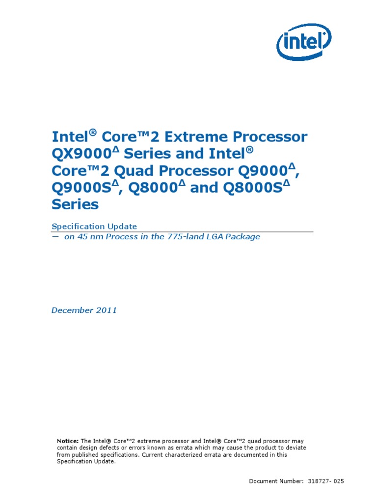 Core 2 Extreme Quad 45nm Process Spec Update | PDF | Computer ...