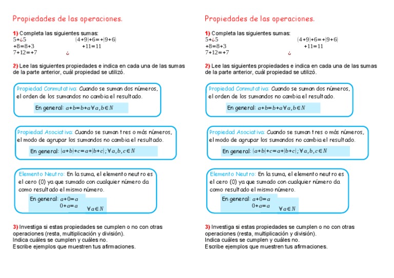 Propiedades de las Operaciones Básicas | PDF